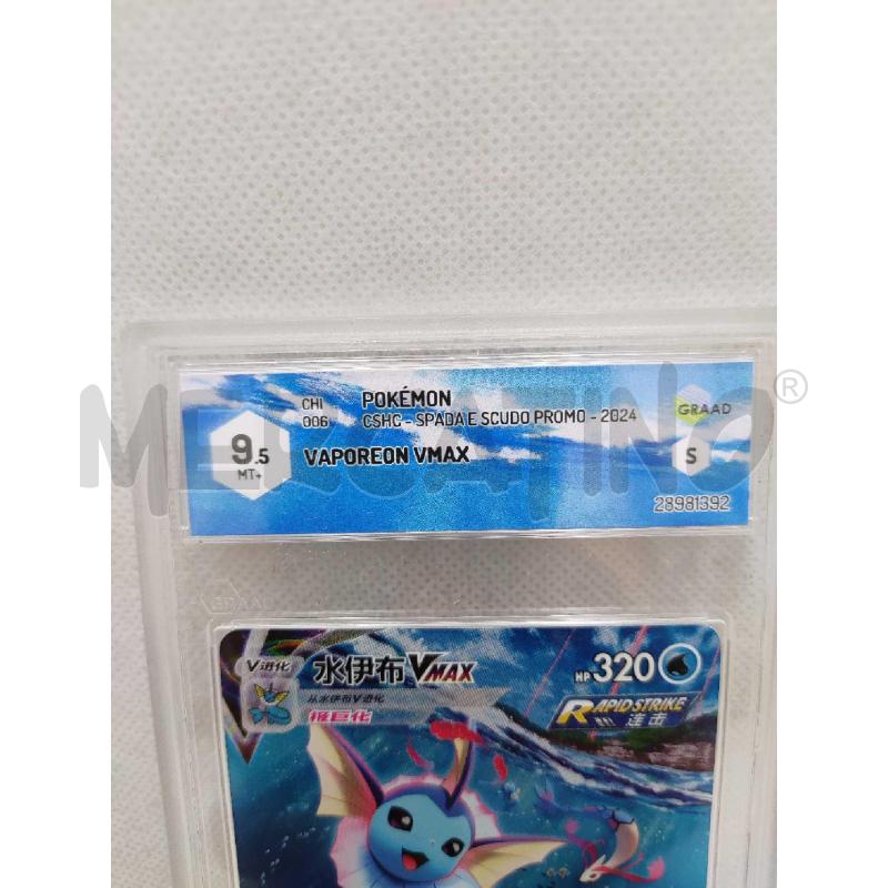 CARTA POKEMON VAPOREON VMAX GRAAD 9.5 | Mercatino dell'Usato Settimo ...